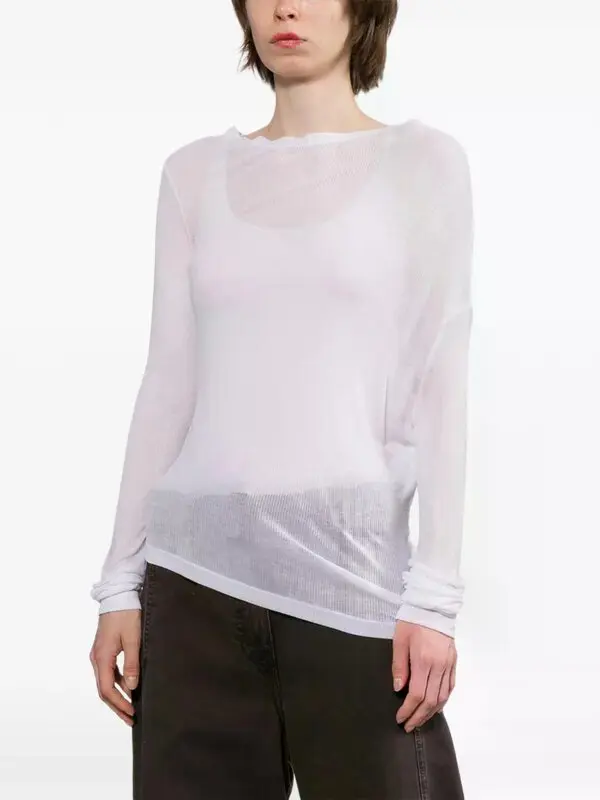 Helmut Lang Twisted Long-sleeve Sheer Top