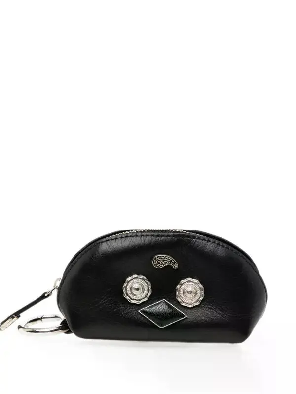 Toga Stud-embellished Leather Coin Purse - Black