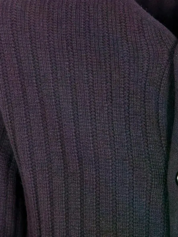 LARDINI Le Origini Ribbed-knit Button-up Cardigan