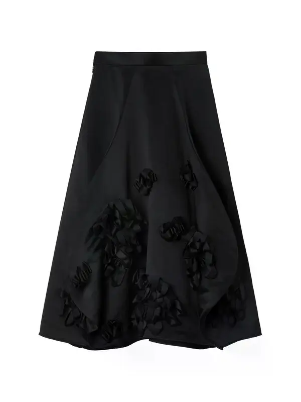 ENFOLD Ruffled Floral-appliqué Midi Skirt