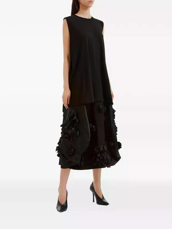 ENFOLD Ruffled Floral-appliqué Midi Skirt