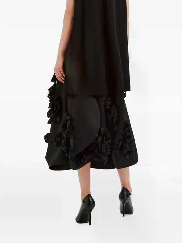 ENFOLD Ruffled Floral-appliqué Midi Skirt