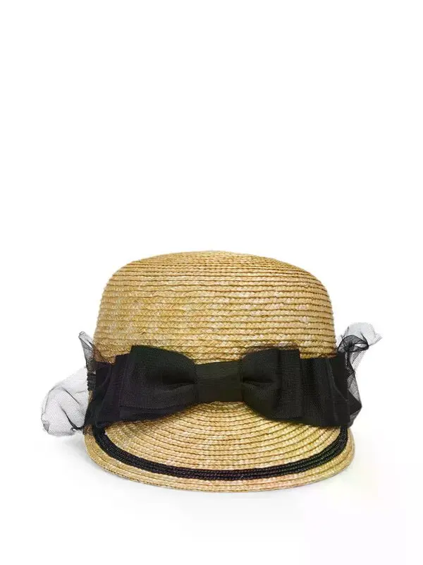 CA4LA Bow-embellished Straw Hat