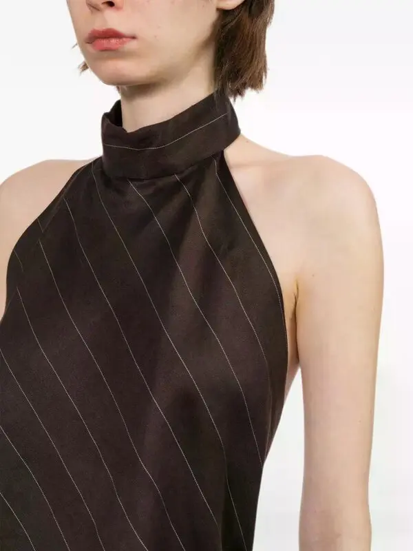 Helmut Lang Pinstripe-pattern Asymmetric-hem Top