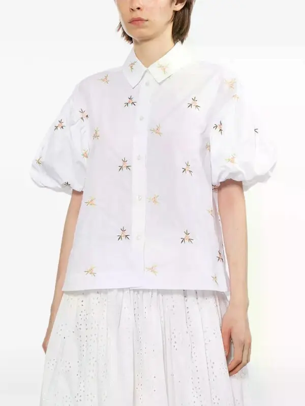 Simone Rocha Embroidered Puff-sleeve Shirt