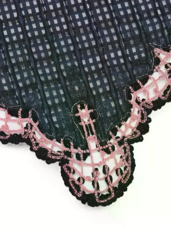 CA4LA Lace-trimmed Broderie Anglaise Headscarf - Blue
