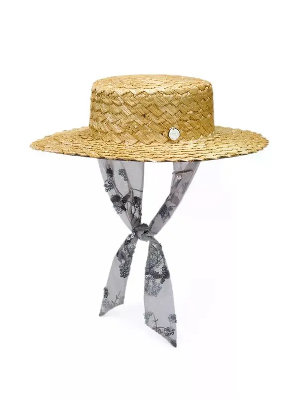 CA4LA Ballerine Woven Straw Hat With Sequin Embellishment - Neutrals