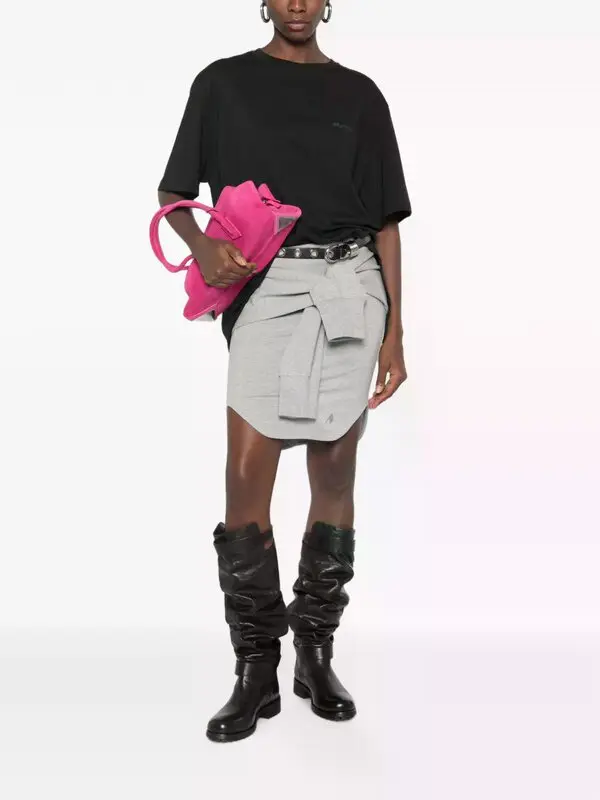 Attico Logo-embroidered Sweater-tie Mini Skirt - Grey