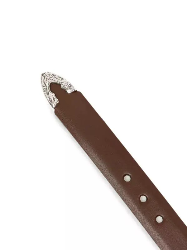 Toga Engraved Metal-plaque Leather Belt