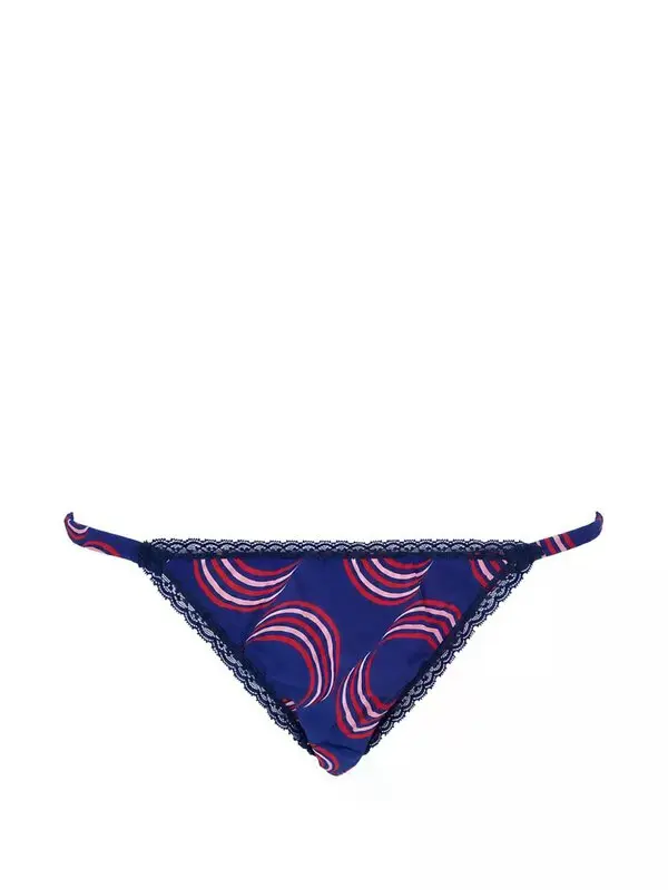 LAURA URBINATI Graphic-print Lace-trim Briefs - Blue