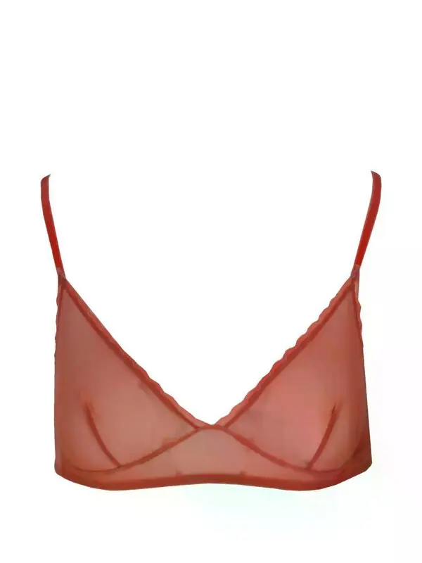 LAURA URBINATI Tulle-panelled Triangle Bra - Orange