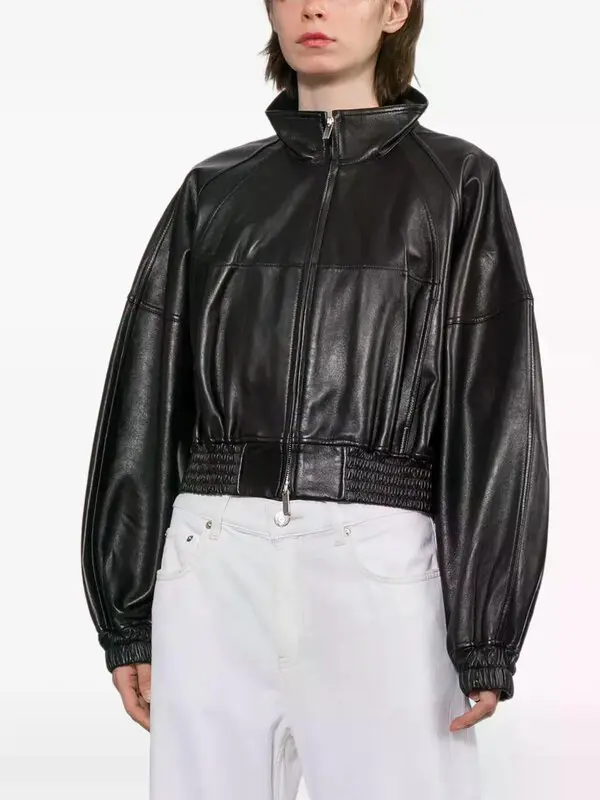 Helmut Lang Bonded Leather Bomber Jacket