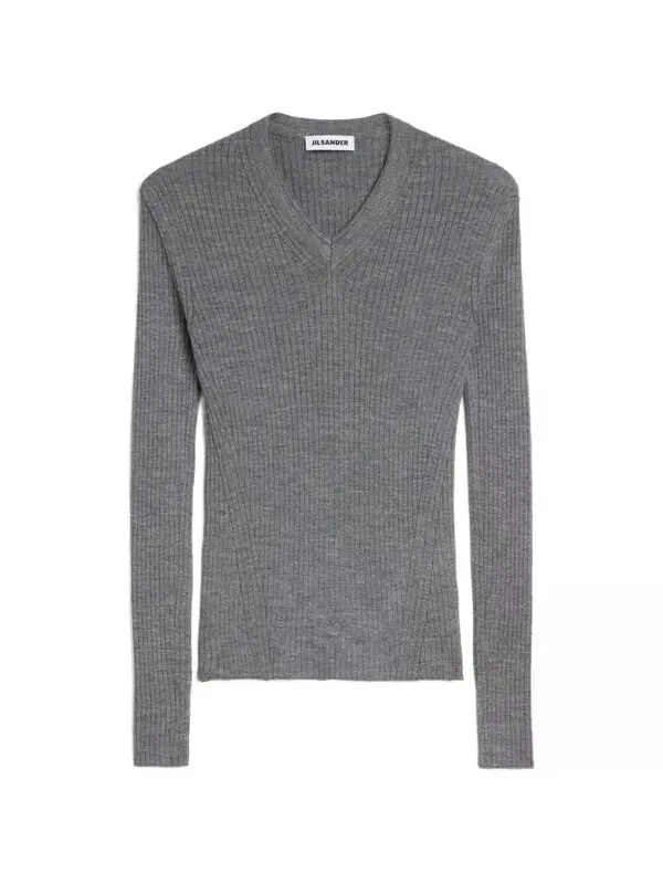 JIL SANDER Ribbed-knit V-neck Sweater