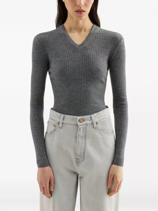 JIL SANDER Ribbed-knit V-neck Sweater