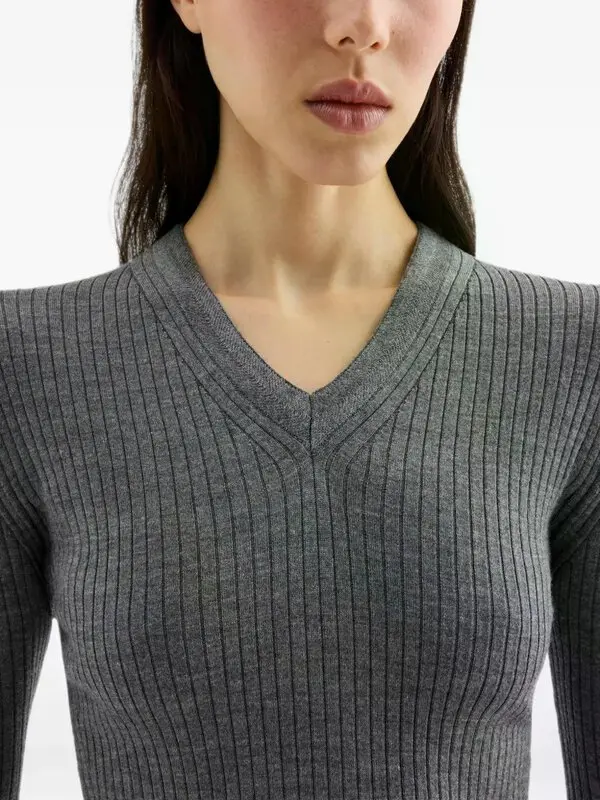 JIL SANDER Ribbed-knit V-neck Sweater