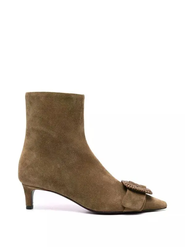 Roberto Festa Buckled Pointed-toe Leather Ankle Boots - Brown