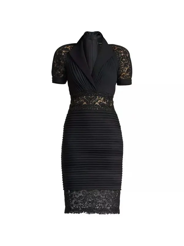 Tadashi Shoji Lace-panelled Pintuck Midi Dress