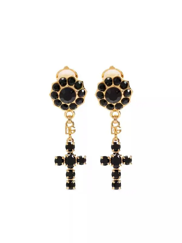Dolce & Gabbana Cross-pendant Drop Earrings - Gold