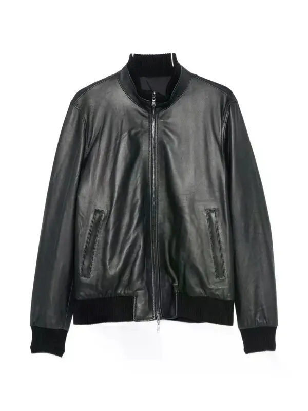 ARTE ANTWERP Ribbed-trim Leather Jacket