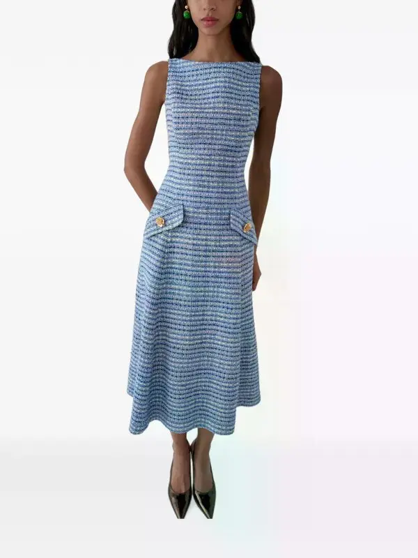 Carolina Herrera Tweed Effect A-line Midi Dress