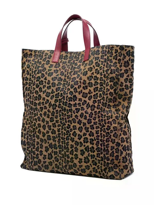 Fendi 2000-2010 Leopard Printed Canvas Shopping Tote Bag