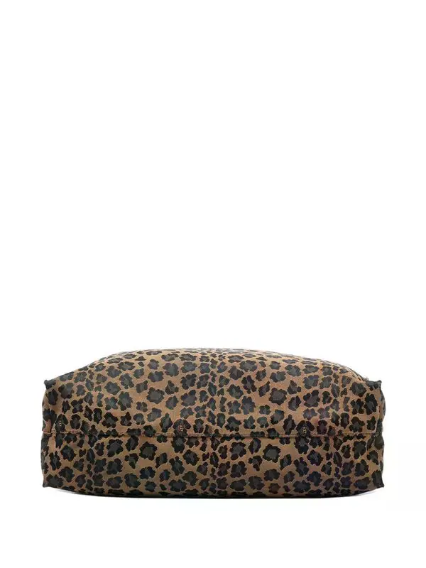 Fendi 2000-2010 Leopard Printed Canvas Shopping Tote Bag