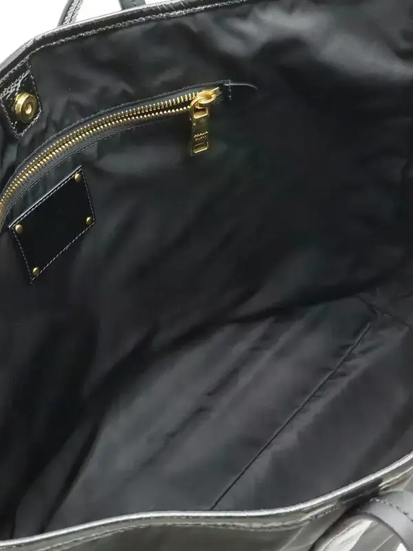 Prada Patent Trimmed Tessuto Tote Bag