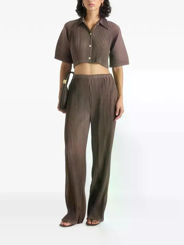 Manière De Voir Lila Pleated Wide-leg Trousers - Brown