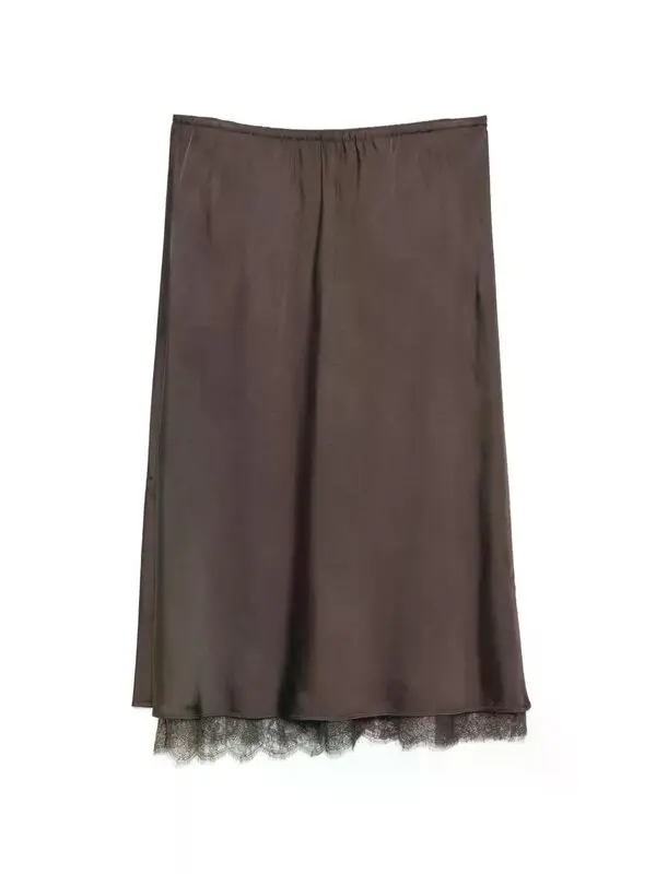 Vince Lace-trim Midi Skirt - Brown