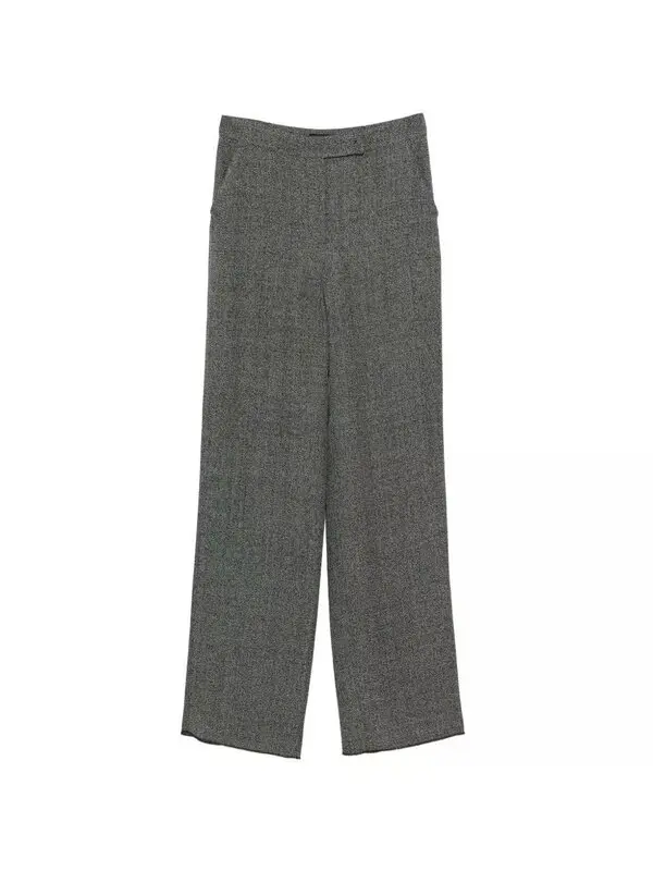 Emporio Armani Marl-effect Wide-leg Trousers - Grey
