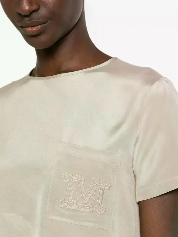 Max Mara Monogram-embroidered T-shirt - Neutrals