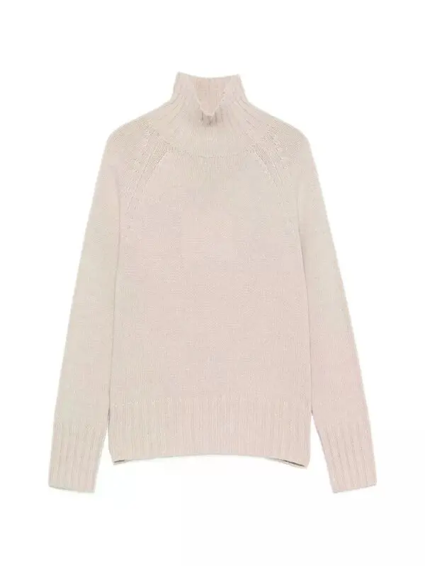 Max Mara Ribbed-knit High Neck Sweater - Neutrals