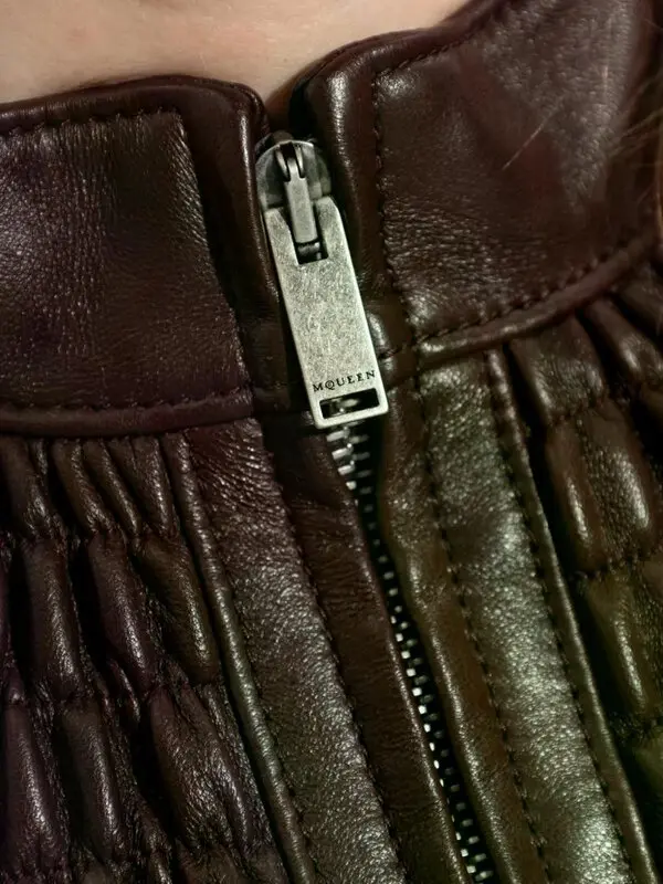 Alexander McQueen Smocked Leather Jacket