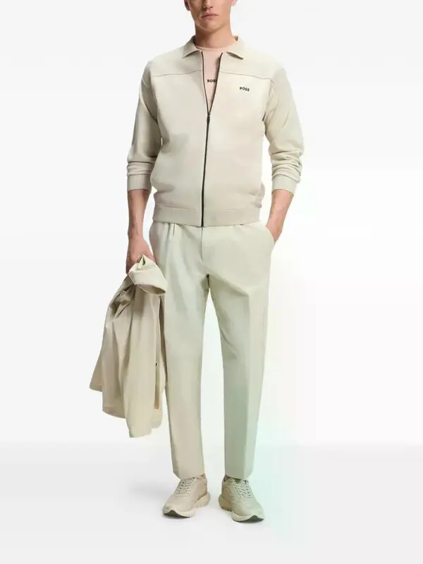 BOSS Mesh-panelled Leather-trim Sneakers