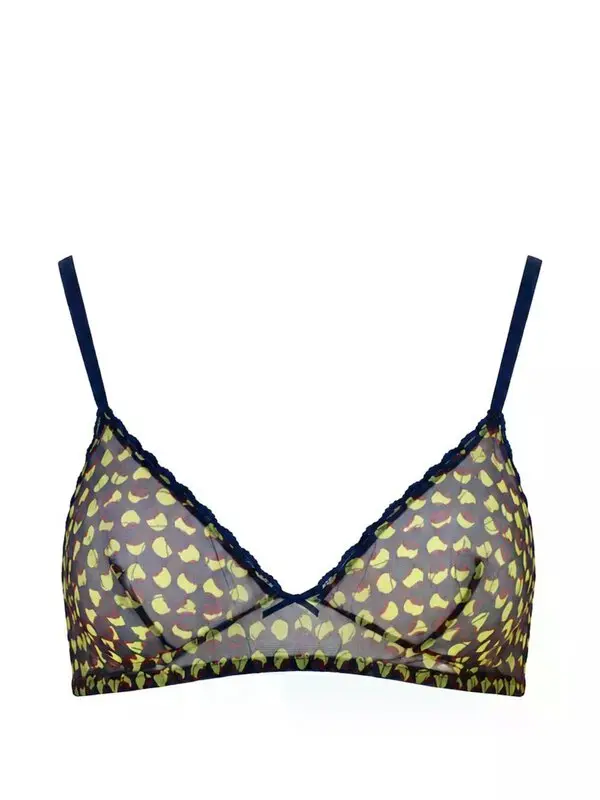 LAURA URBINATI Patterned Tulle Bra - Blue