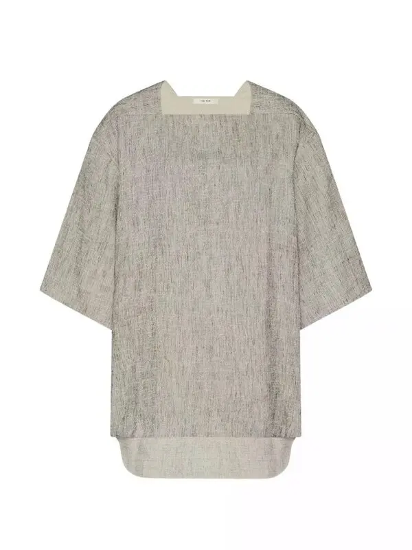 THE ROW Short-sleeved Top With Textured Finish - Grey