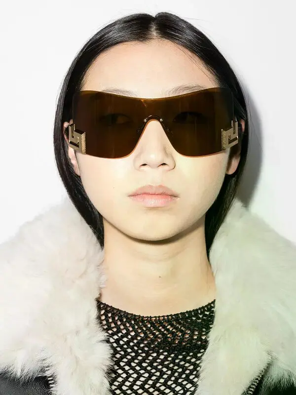 Versace Greca Detail Oversized Sunglasses - Neutrals