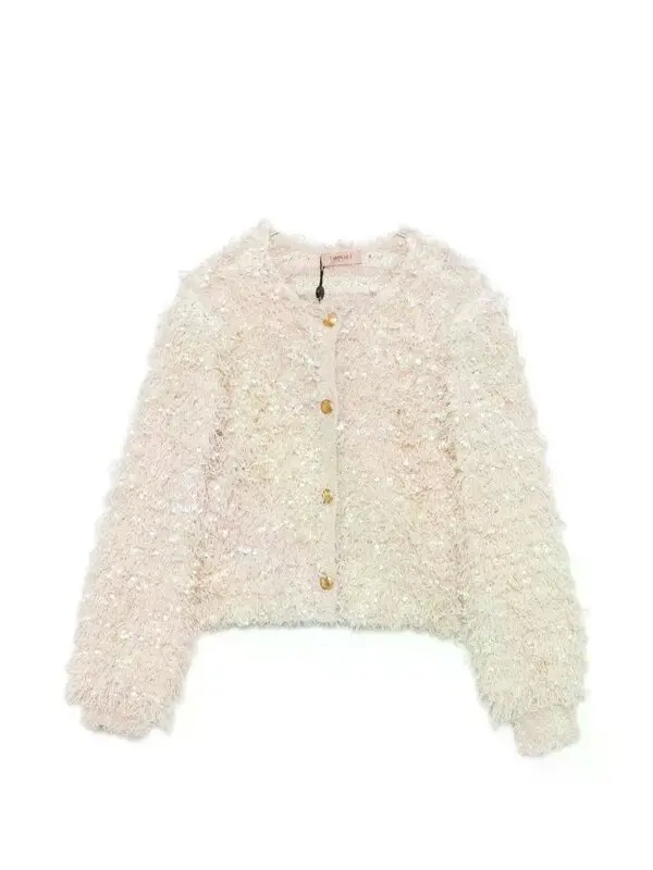 TWINSET Round Neck Long Sleeves Jacket With Gold-tone Hardware