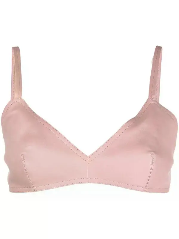 THE MANNEI Sierra Leather Cropped Tank Top - Pink