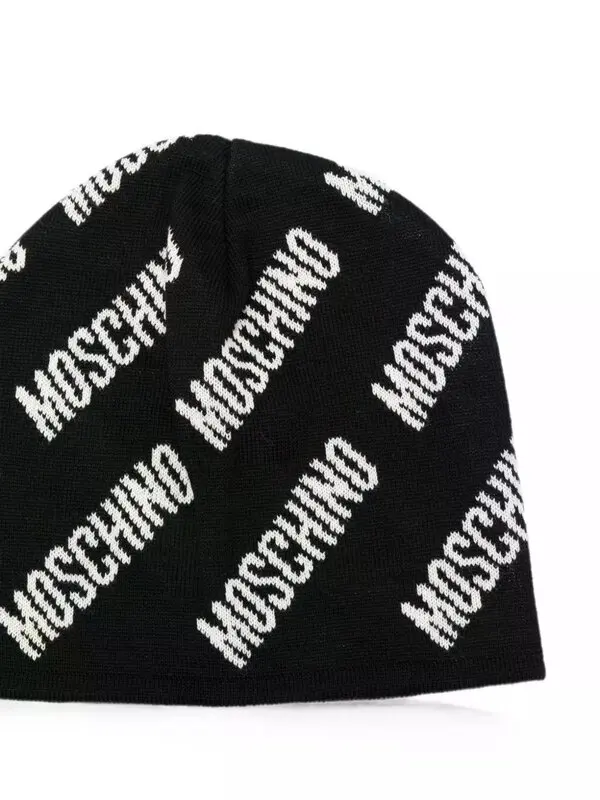 Moschino Print Beanie Hat - Black