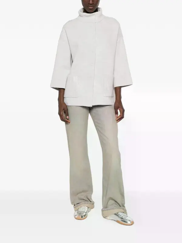 ANNE CLAIRE High-neck Patch-pocket Cardigan