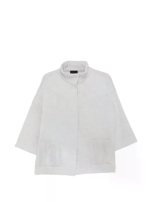 ANNE CLAIRE High-neck Cardigan - Grey