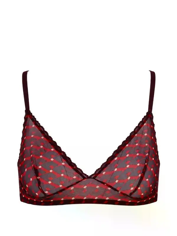 LAURA URBINATI Geometric-print Sheer Bra - Red