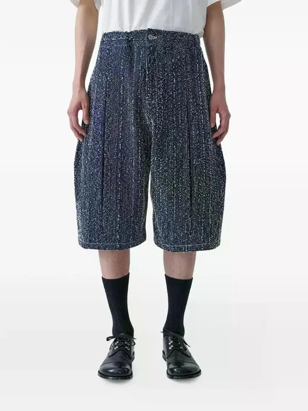 SAGE NATION Box-pleat Denim Shorts