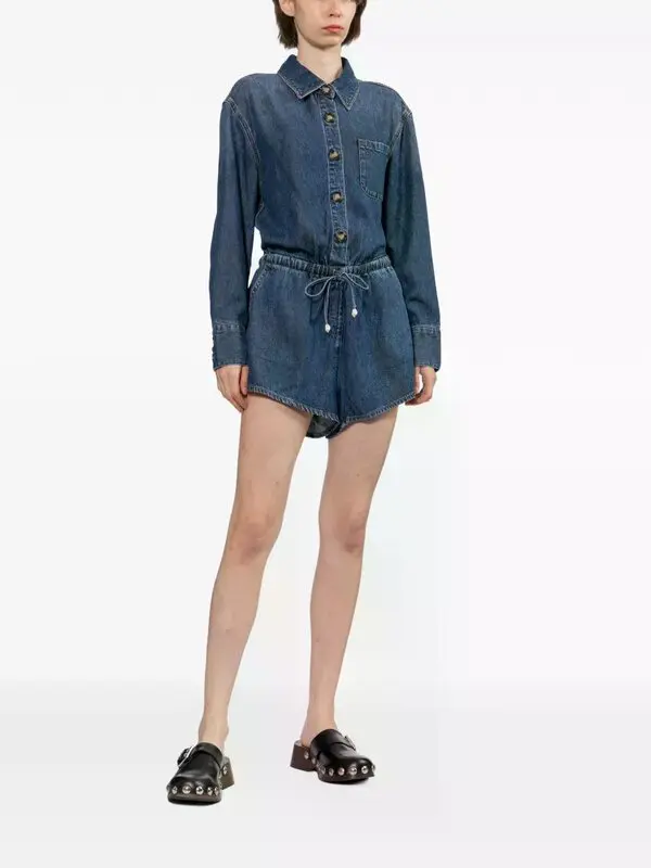 SELF-PORTRAIT Drawstring-waist Button-front Playsuit