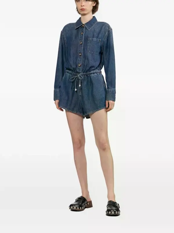 SELF-PORTRAIT Drawstring-waist Button-front Playsuit