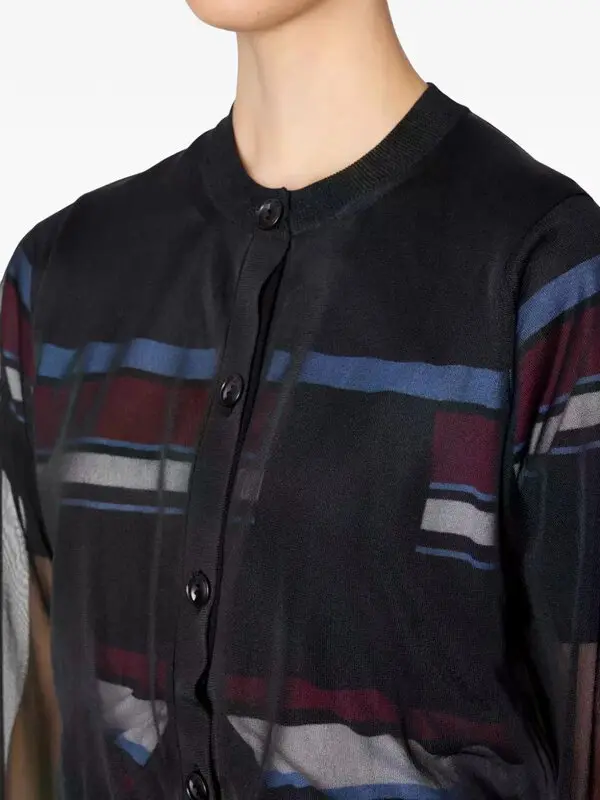 Kolor Striped Sheer Sleeve Cardigan