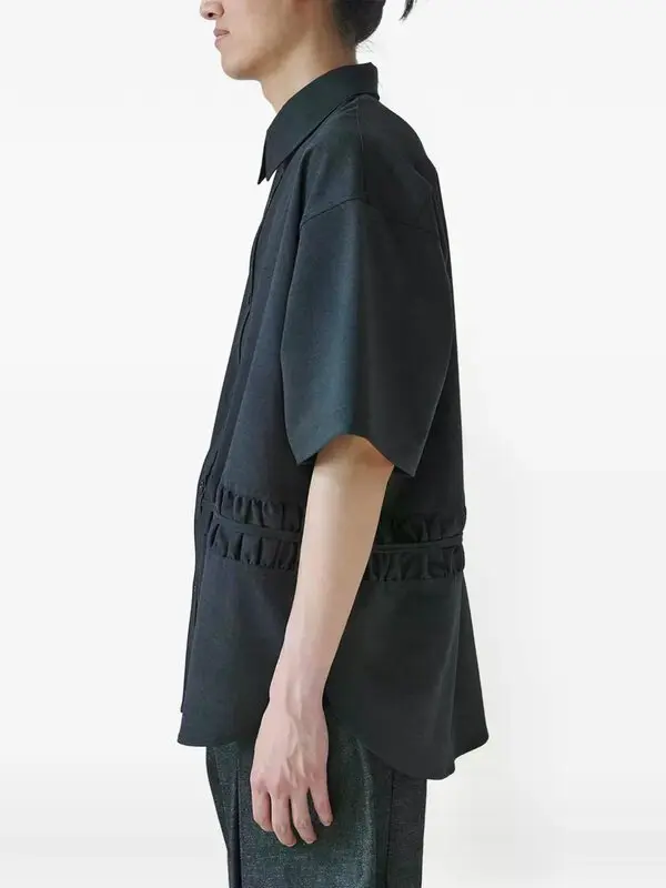 SAGE NATION Short Sleeve Ruched Paneled Shirt