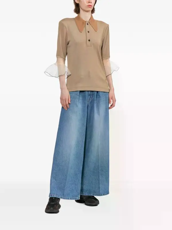 Toga Ruffle-cuff Polo Top