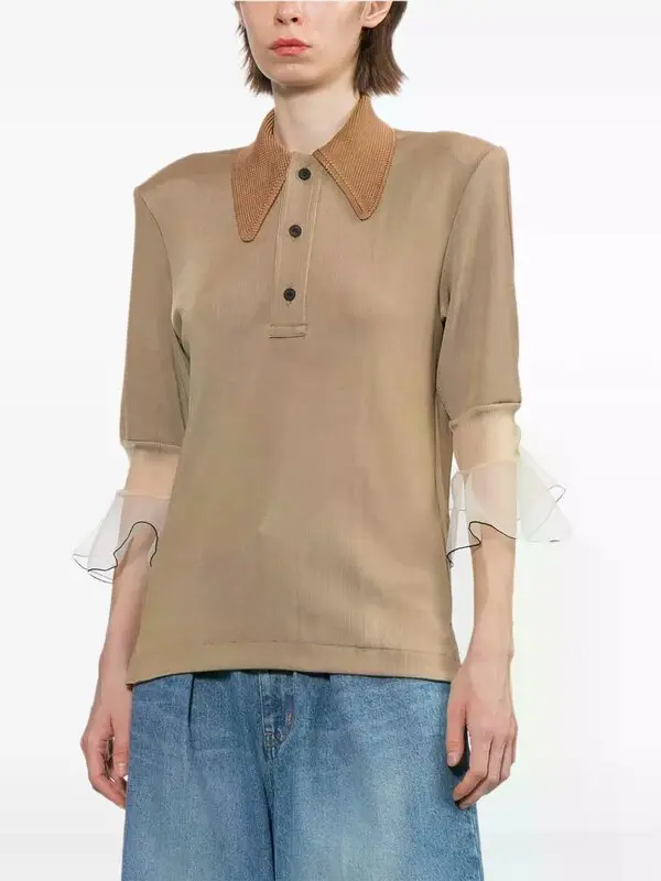 Toga Ruffle-cuff Polo Top